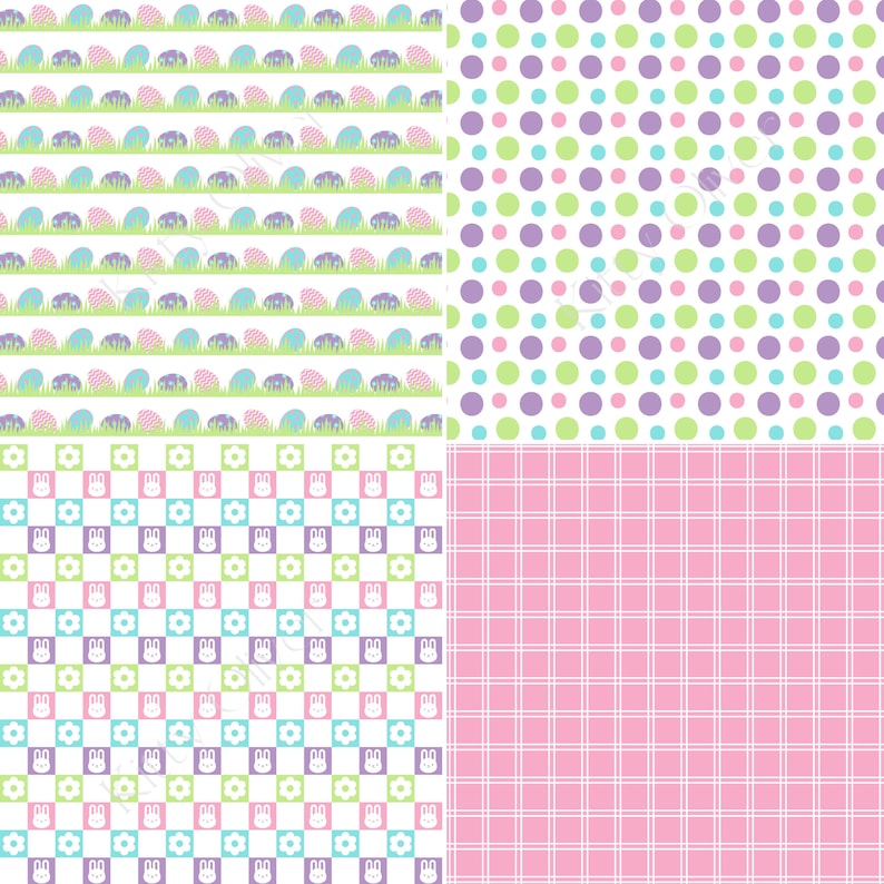 Pastel Easter Digital Paper Pack W Bunnies, Eggs and Flowers ...