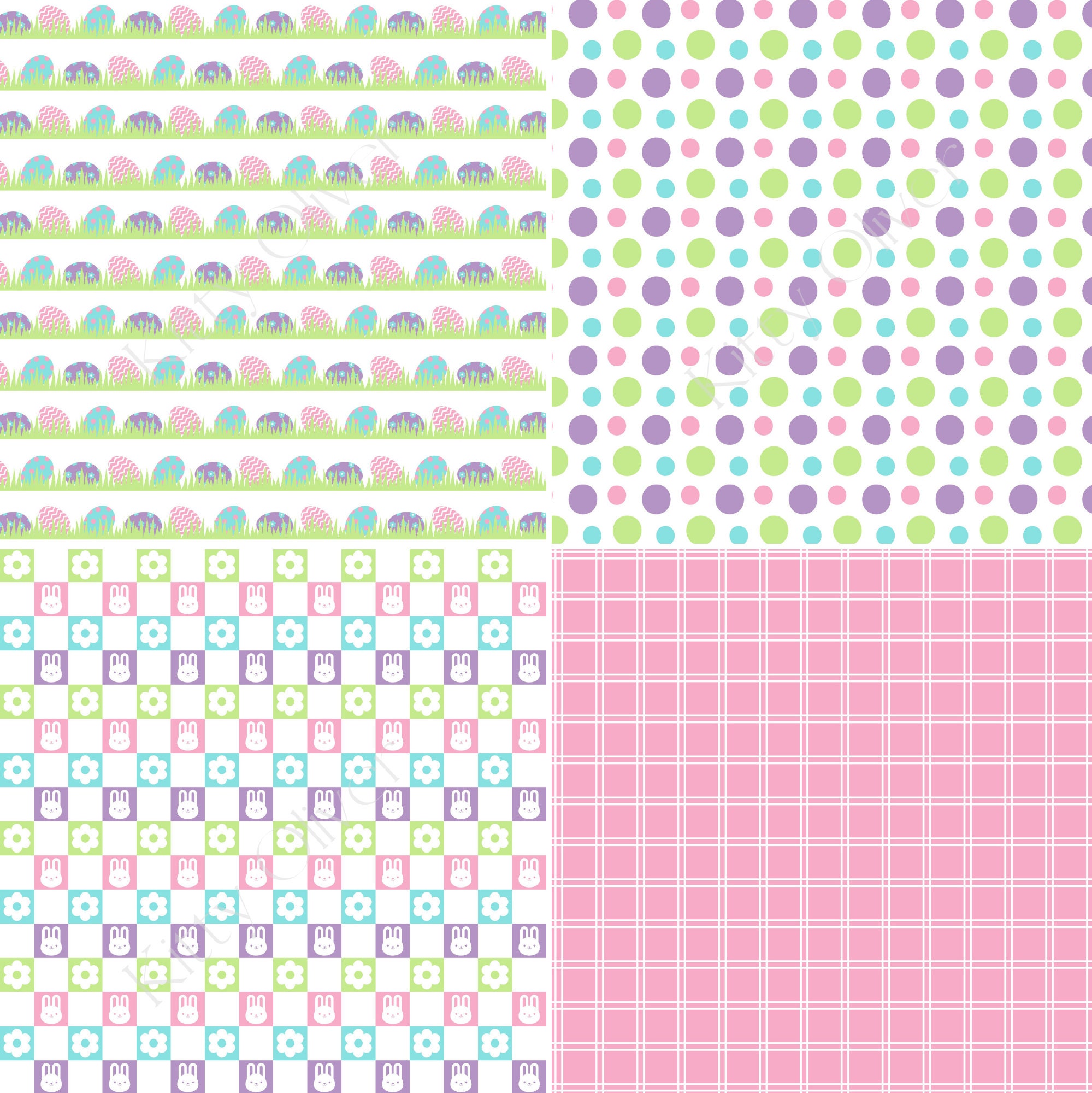 Pastel Easter Digital Paper Pack W Bunnies, Eggs and Flowers ...