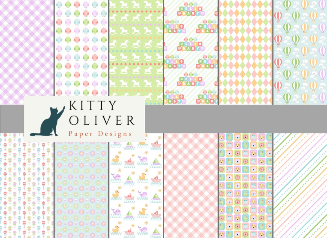 Gender Neutral Baby Paper Pack, Printable Digital Paper Download for ...