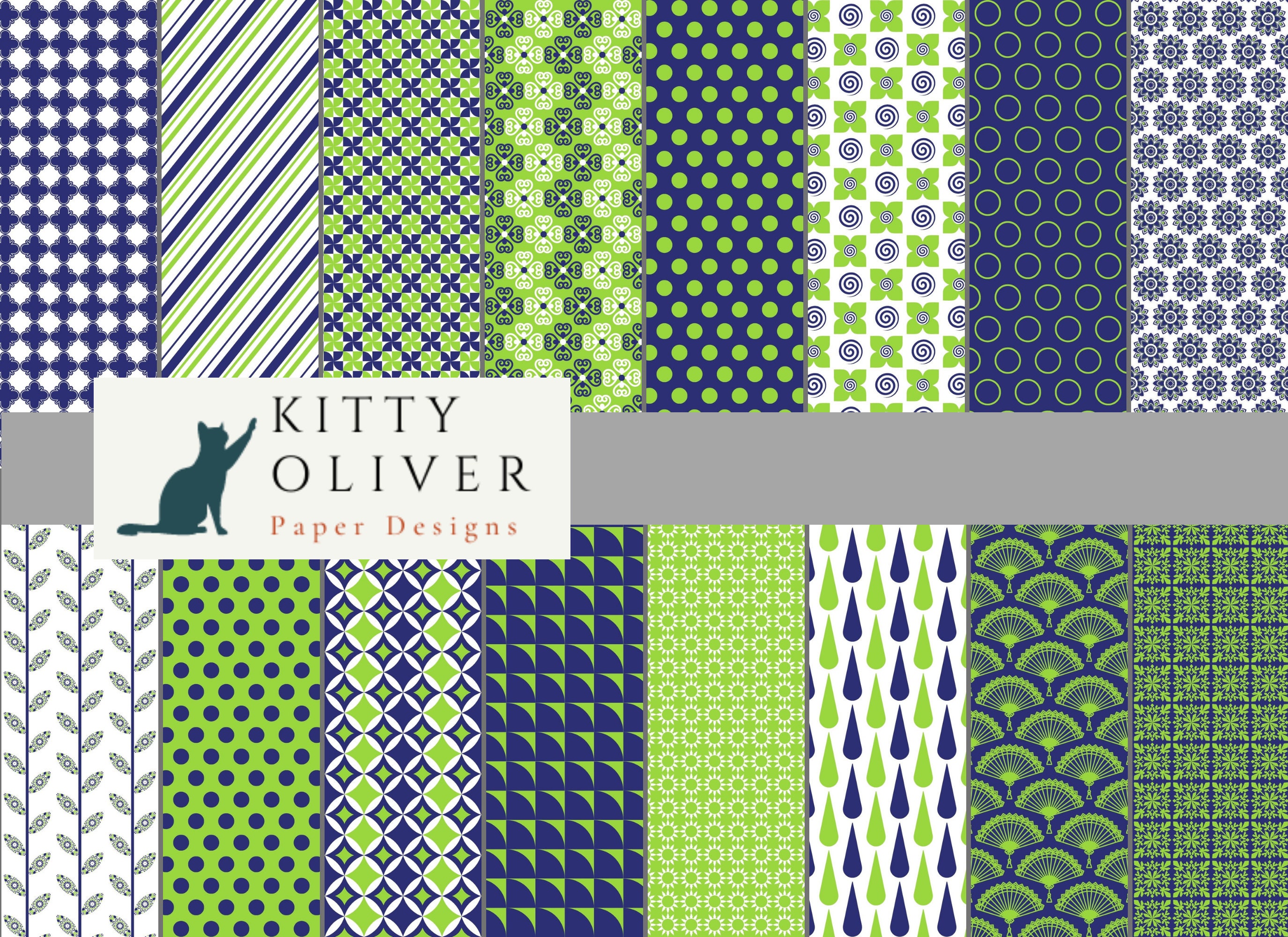Navy Blue and Lime Green Digital Paper Pack | Printable Digital Paper ...