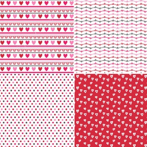 Red, Pink, Charcoal Gray Valentines Day Digital Paper Pack | Printable ...