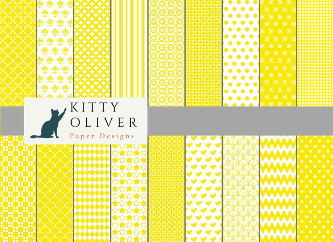 Bright Yellow Basic Patterns Paper Pack | Printable Digital Paper ...