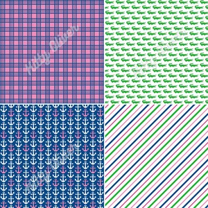 80s Style Preppy Paper Pack in Pink Green Navy | Printable Digital ...