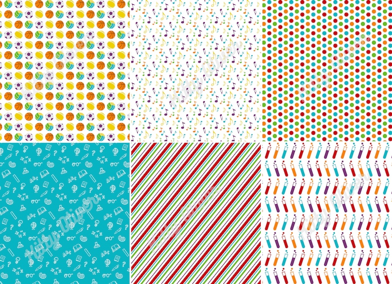 Back to School Paper Pack in Rainbow Colors | Printable Digital Paper ...