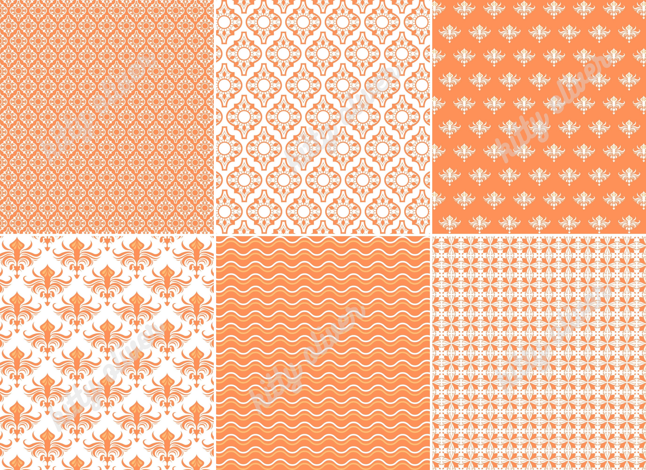 Mango Orange Paper Pack, Printable Digital Paper Download for ...