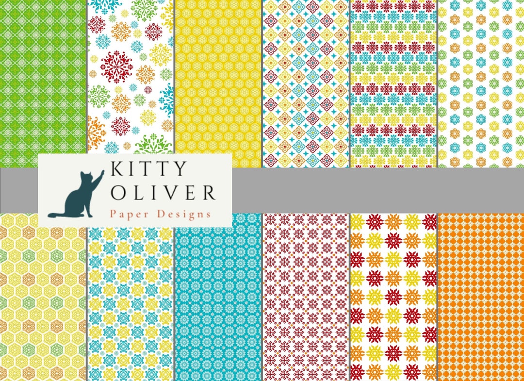 Colorful Mandala Style Shapes Paper Pack, Printable Digital Paper ...