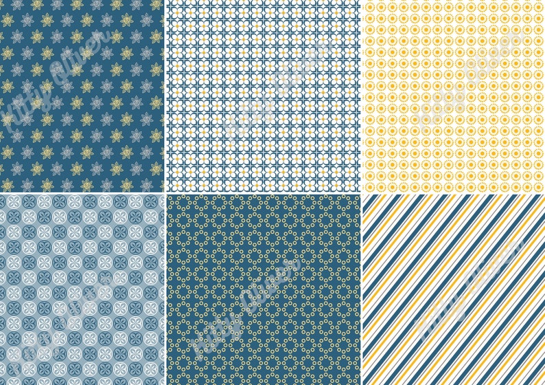 Yellow, Gray and Teal Digital Paper Pack | Printable Digital Paper ...