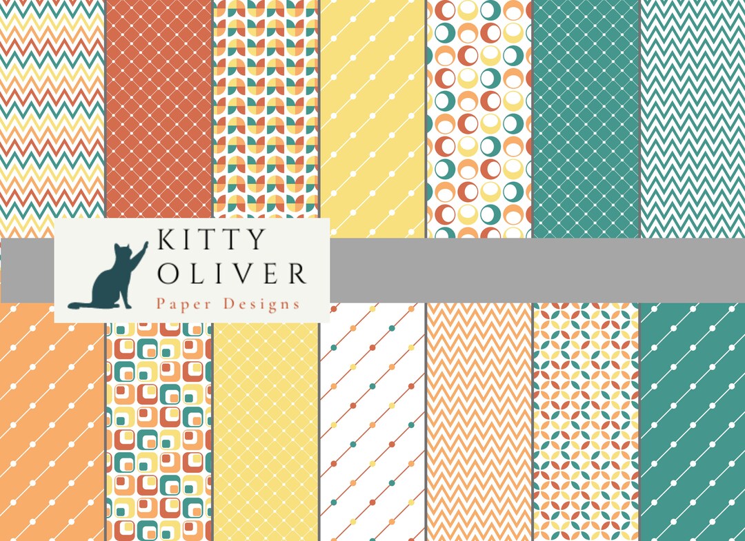 Mid-century Modern Paper Pack Updated Colors | Printable Digital Paper ...