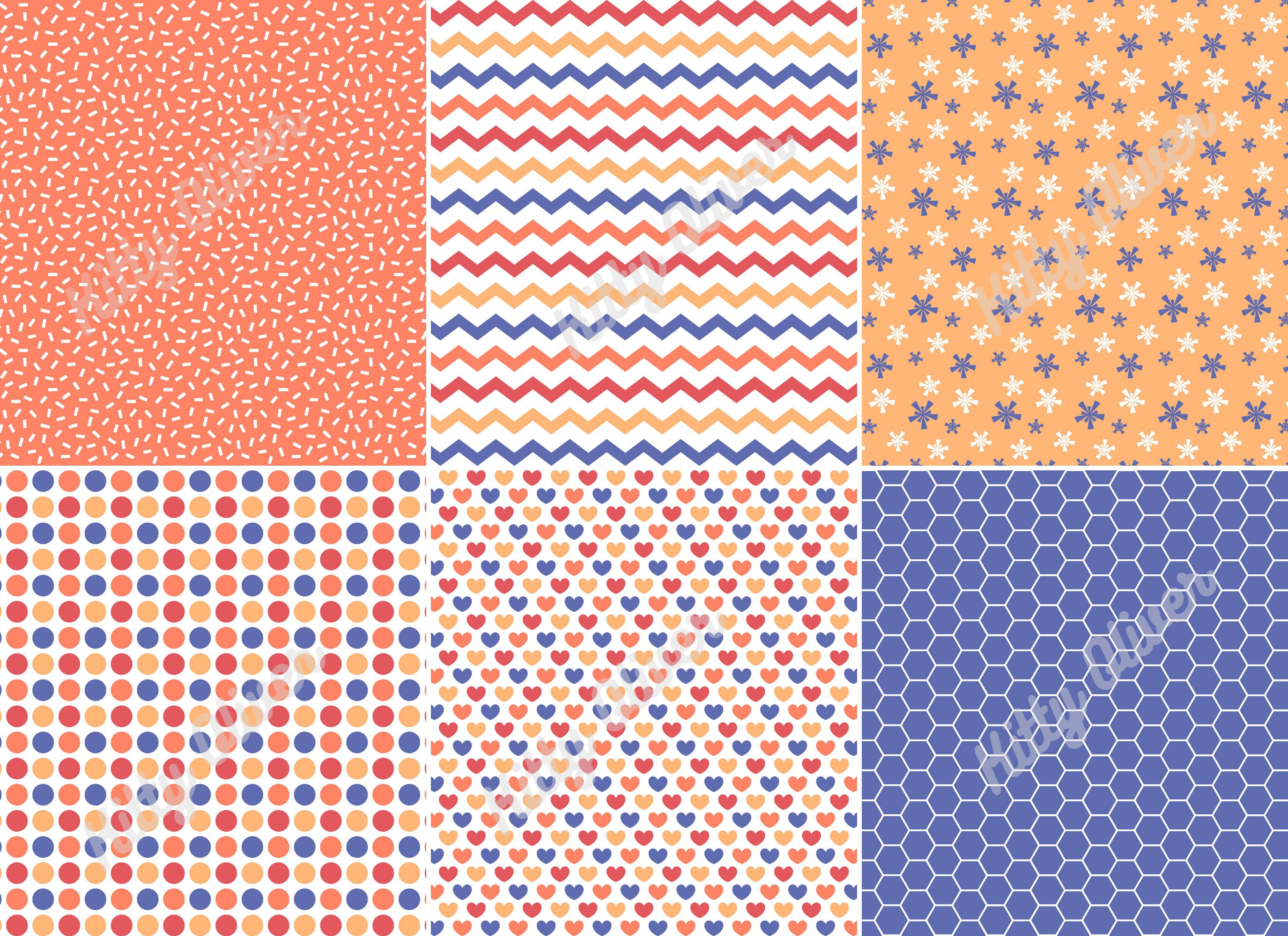 Blue, Orange, Red Digital Paper Pack | Printable Digital Paper Download ...