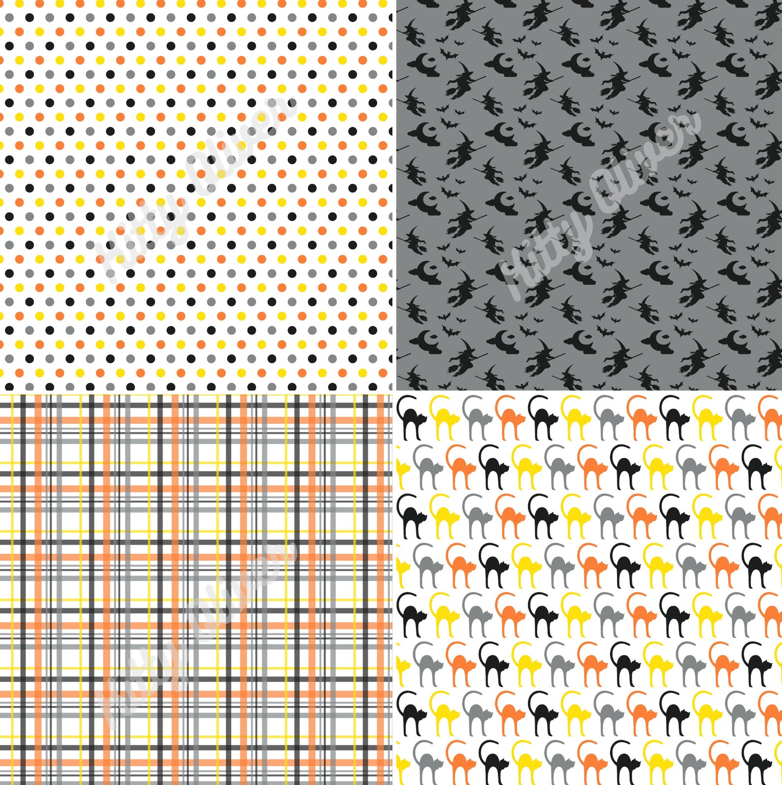 Witches and Cats Halloween Paper Pack | Printable Digital Paper ...