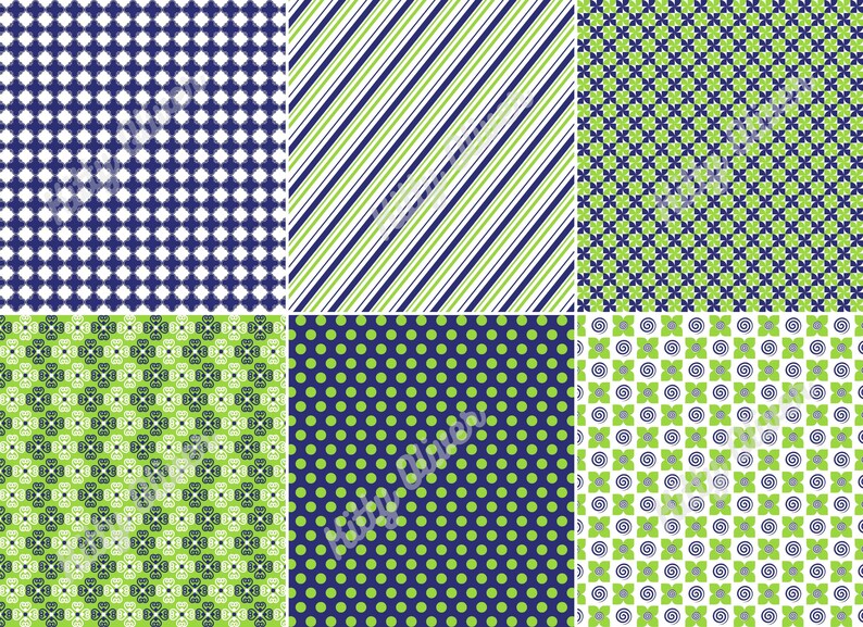 Navy Blue and Lime Green Digital Paper Pack | Printable Digital Paper ...
