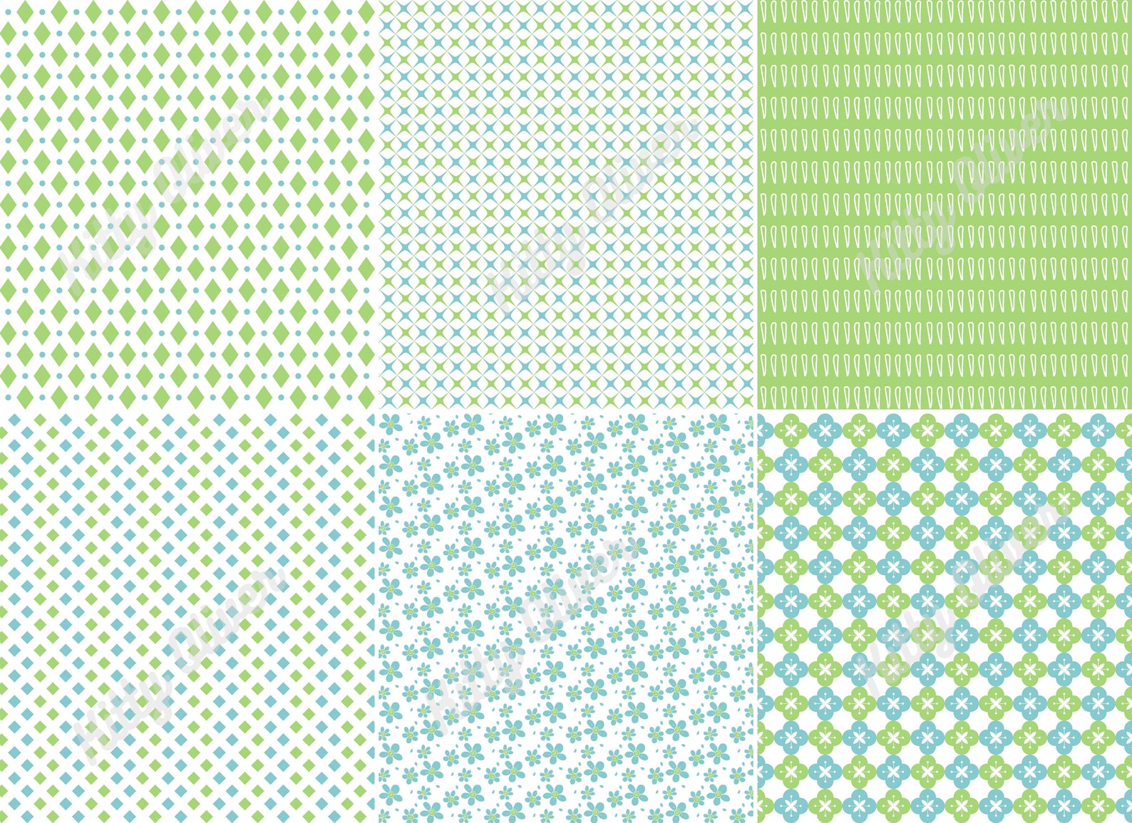 Light Blue and Green Digital Paper Pack | Printable Digital Paper ...