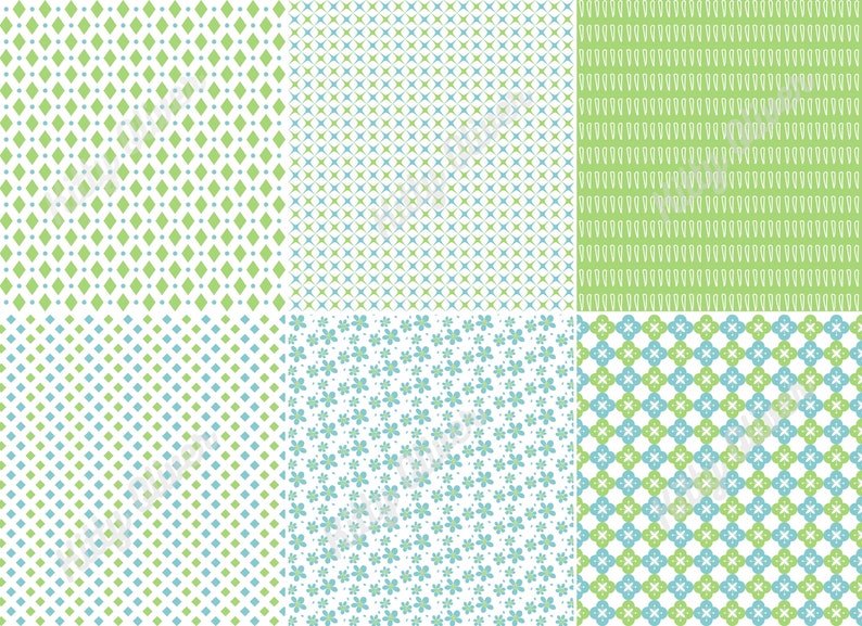 Light Blue and Green Digital Paper Pack | Printable Digital Paper ...