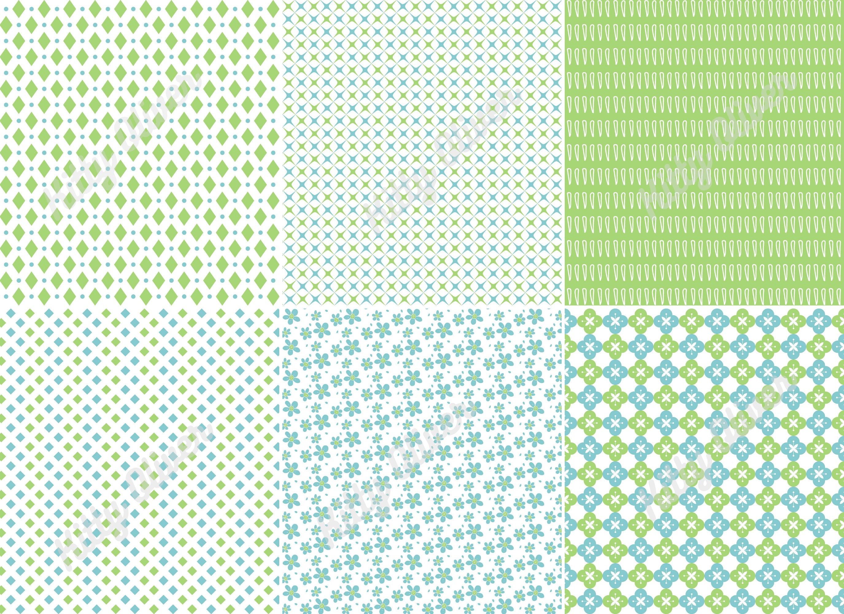 Light Blue and Green Digital Paper Pack | Printable Digital Paper ...