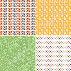 Happy Paper Pack in Purple Pink Orange Green | Printable Digital Paper ...