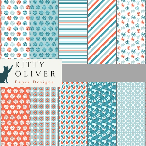 Coral Digital Paper - Etsy