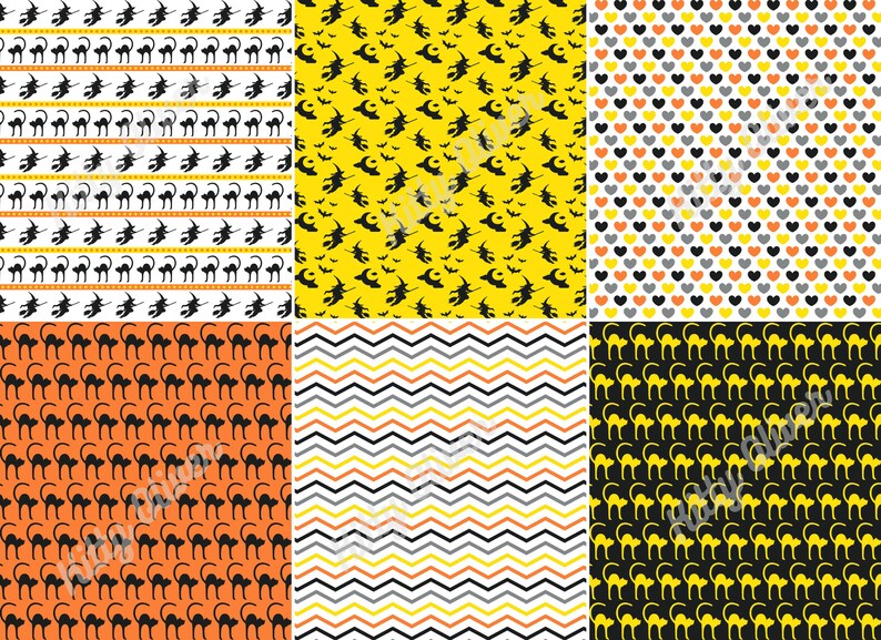 Witches and Cats Halloween Paper Pack | Printable Digital Paper ...