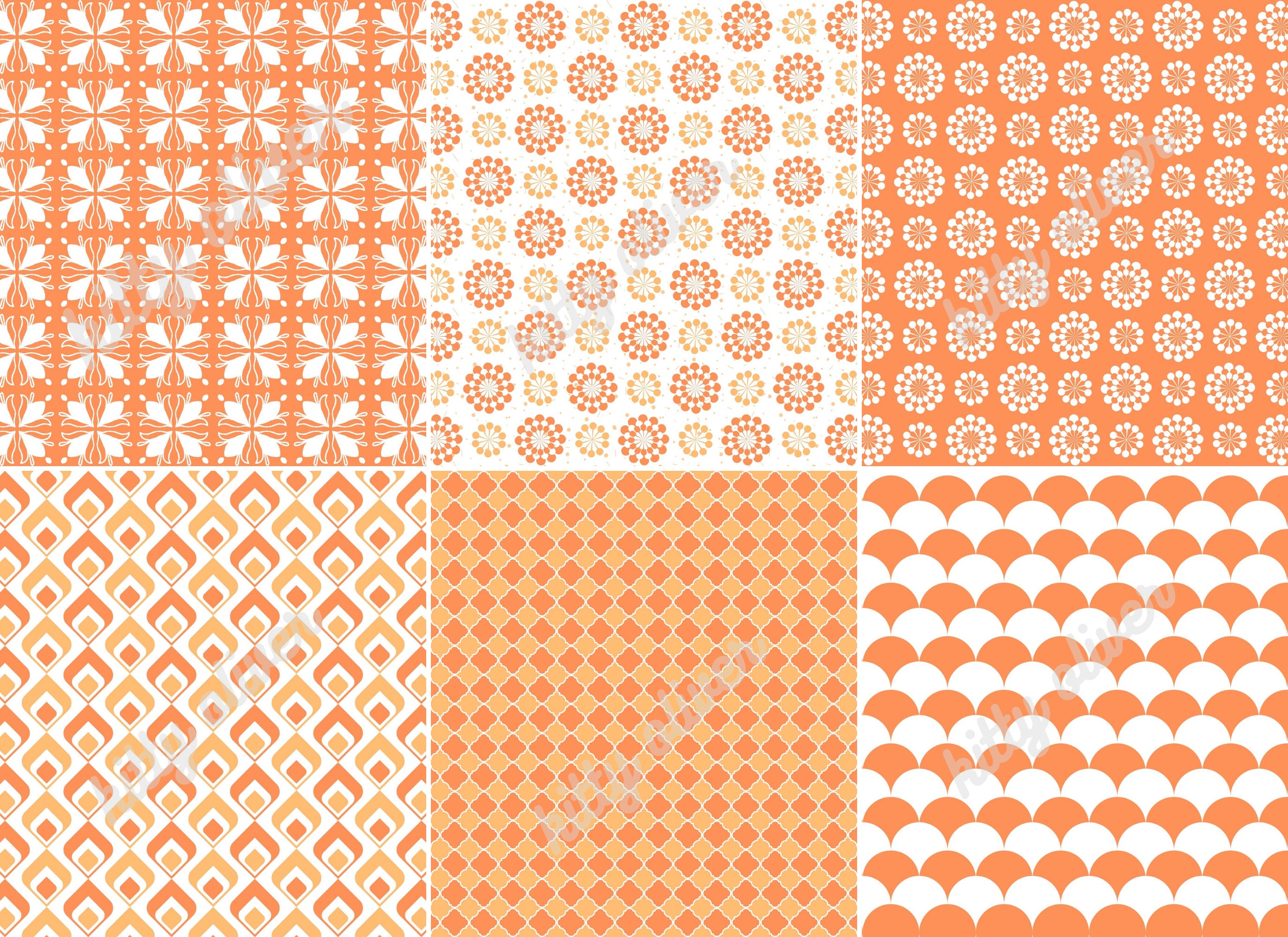 Mango Orange Paper Pack, Printable Digital Paper Download for ...