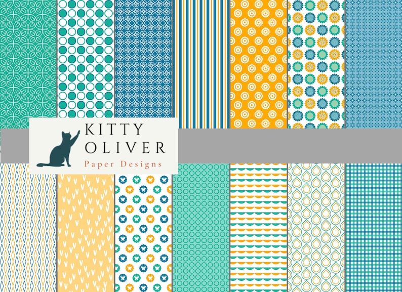 Blue, Green, and Orange Paper Pack | Printable Digital Paper Download ...
