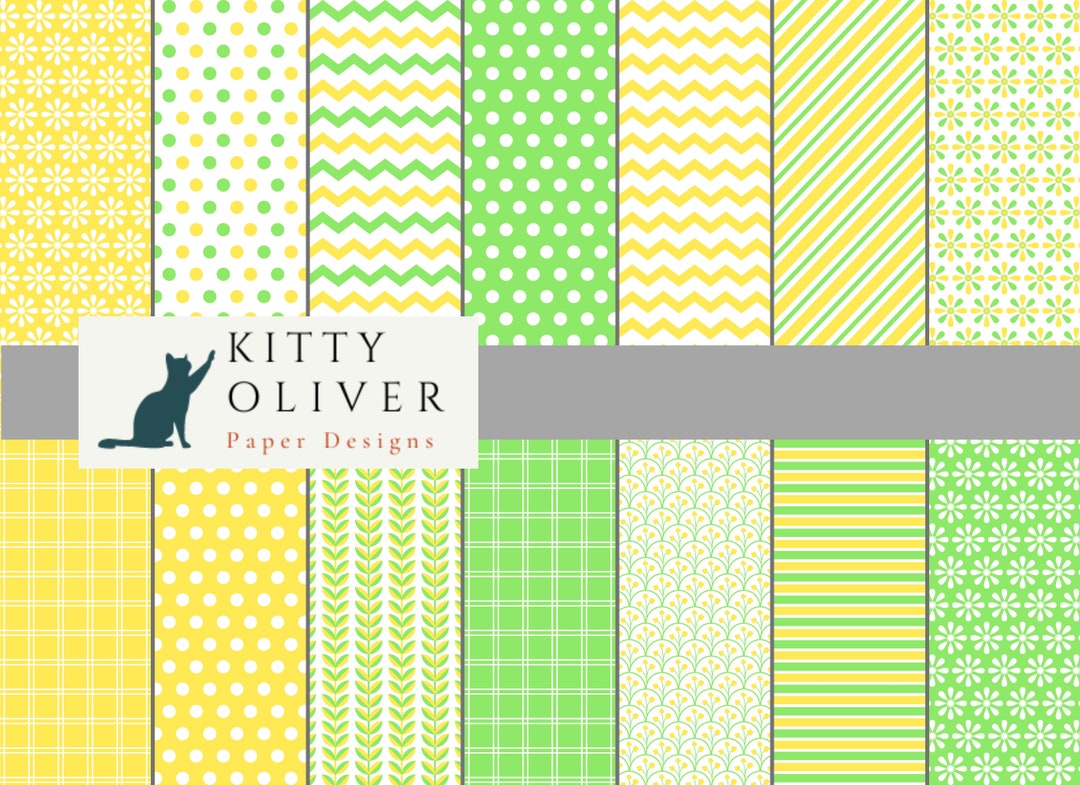 Soft Green and Yellow Paper Pack | Printable Digital Paper Download ...