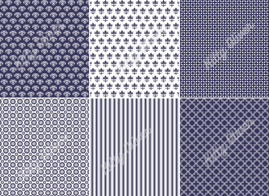 Navy Blue Basic Patterns Paper Pack | Printable Digital Paper Download ...