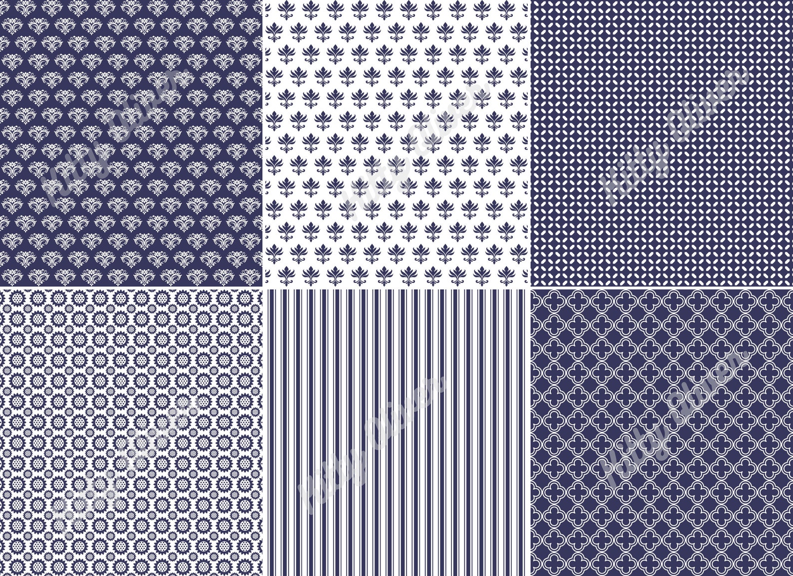 Navy Blue Basic Patterns Paper Pack | Printable Digital Paper Download ...