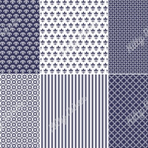 Navy Blue Basic Patterns Paper Pack | Printable Digital Paper Download ...