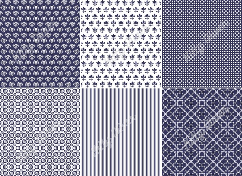 Navy Blue Basic Patterns Paper Pack | Printable Digital Paper Download ...