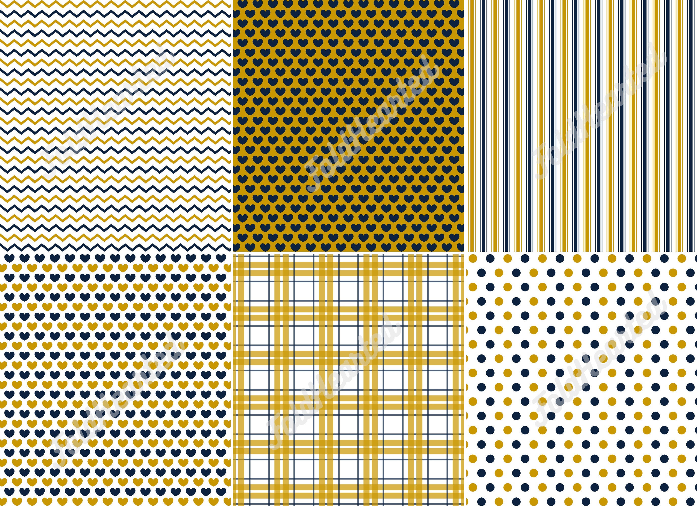 Blue and Gold College Paper Pack | Printable Digital Paper Download ...