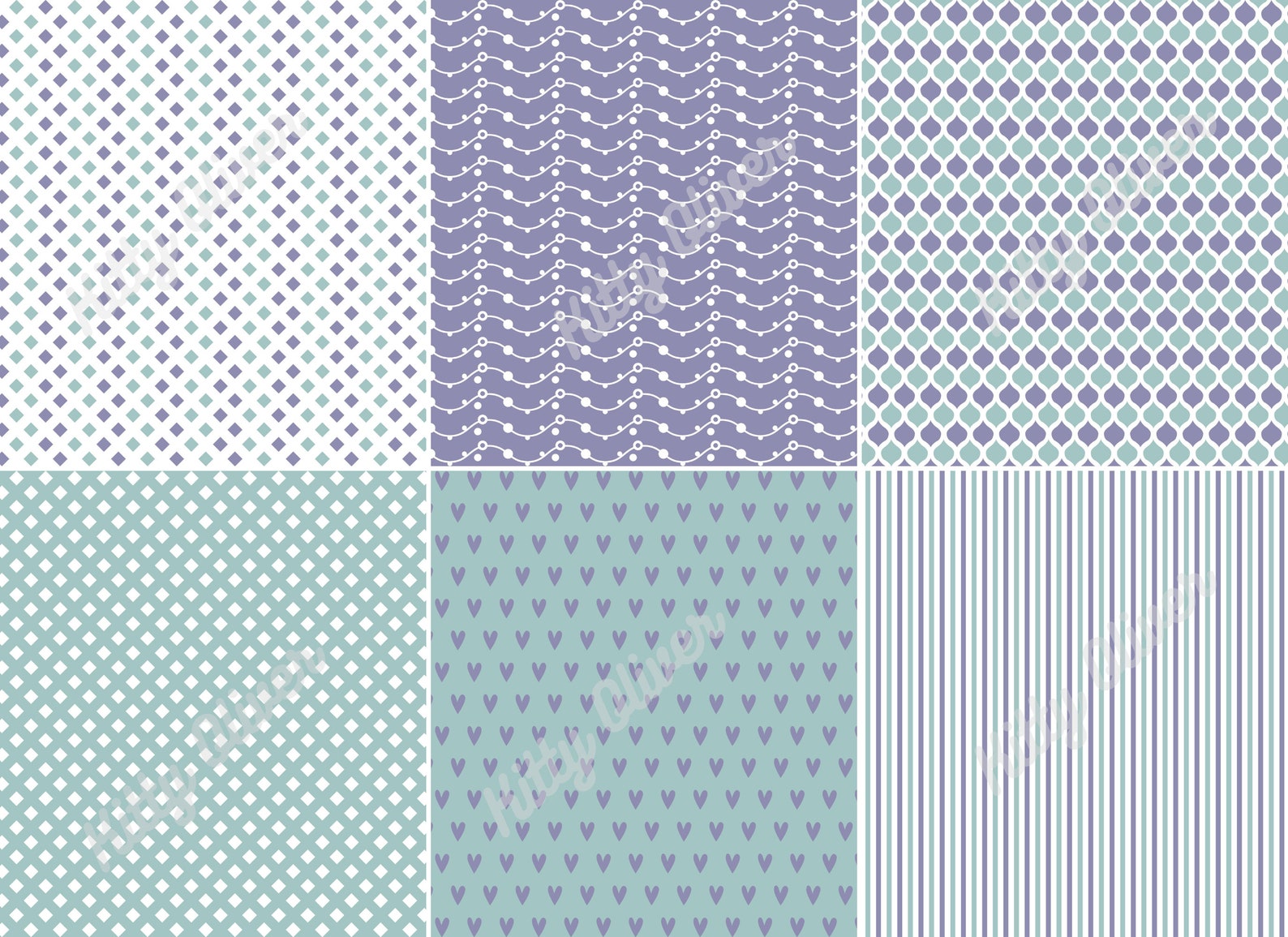 Fun, Fresh, Lilac and Mint Paper Pack | Printable Digital Paper ...