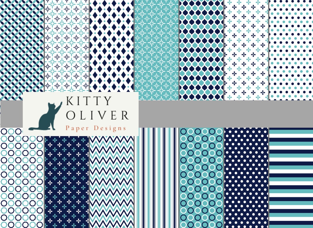 Navy and Light Blue Digital Paper Pack | Printable Digital Paper ...