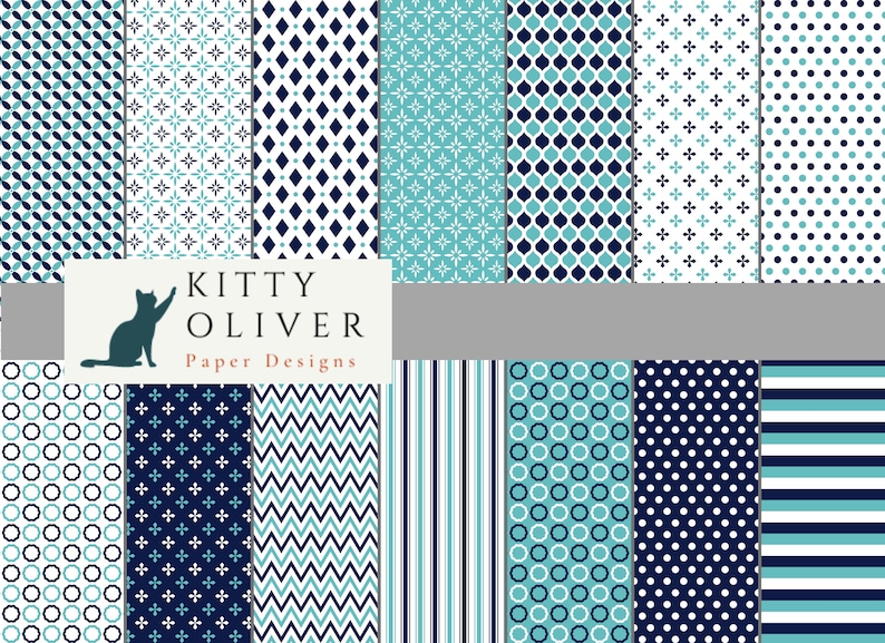 Navy and Light Blue Digital Paper Pack | Printable Digital Paper ...