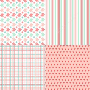 Fresh Coral and Aqua Digital Paper Pack | Printable Digital Paper ...