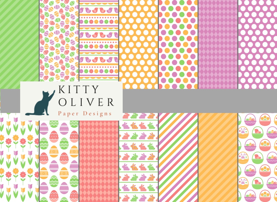 Easter Digital Paper Pack W Baskets, Bunnies, Eggs and Flowers ...