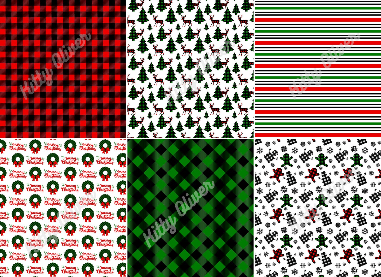 Buffalo Plaid Christmas Paper Pack Red Green | Printable Digital Paper ...