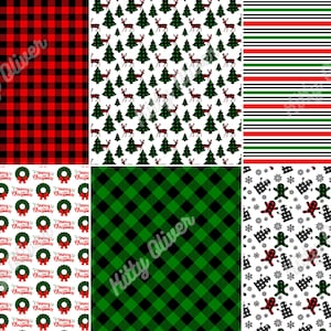 Buffalo Plaid Christmas Paper Pack Red Green | Printable Digital Paper ...