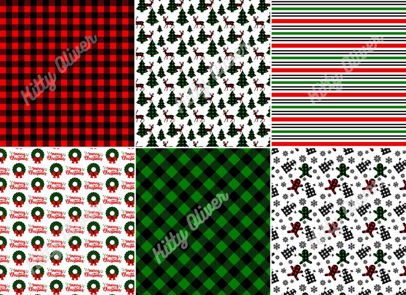 Buffalo Plaid Christmas Paper Pack Red Green | Printable Digital Paper ...