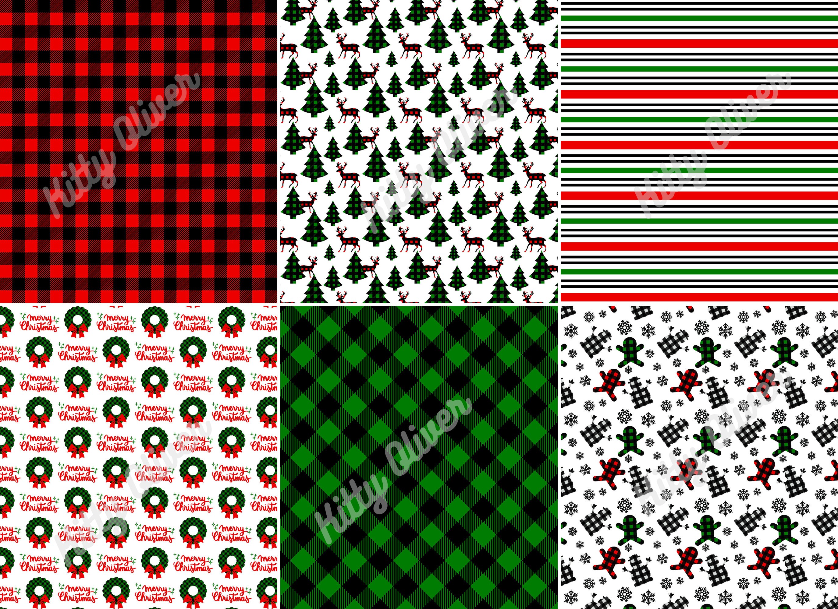 Buffalo Plaid Christmas Paper Pack Red Green | Printable Digital Paper ...