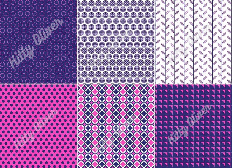 Navy Blue and Hot Pink Digital Paper Pack | Printable Digital Paper ...