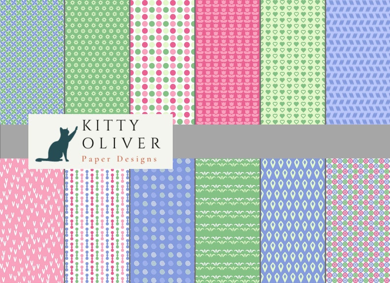 Geometric Shapes Paper Pack in Pink,blue and Green,printable Digital ...