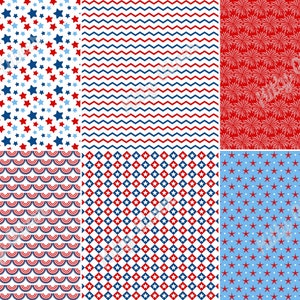 Patriotic 4th of July Paper Pack in Red, White and Blue | Printable ...