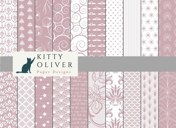 Elegant Mauve Wedding Paper Pack Printable Digital Paper | Etsy