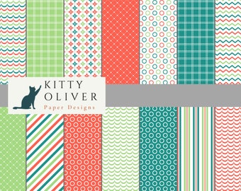 Fun, Fresh, Lilac and Mint Paper Pack Printable Digital Paper Download ...