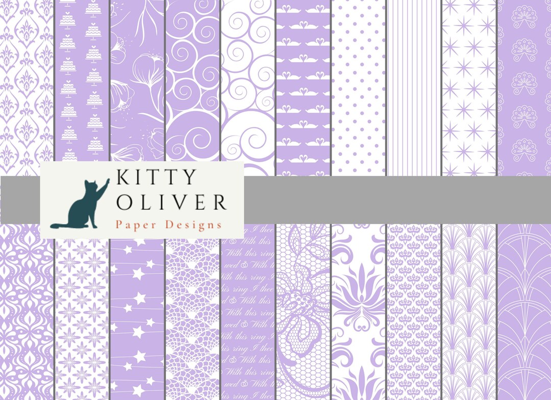 Elegant Lavender Wedding Paper Pack | Printable Digital Paper for ...