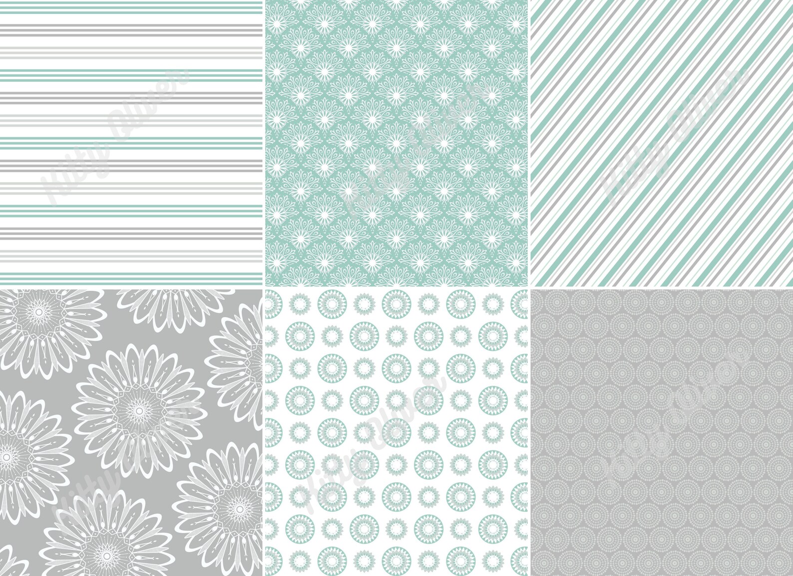 Mint and Gray Pastel Paper Pack | Printable Digital Paper Download ...