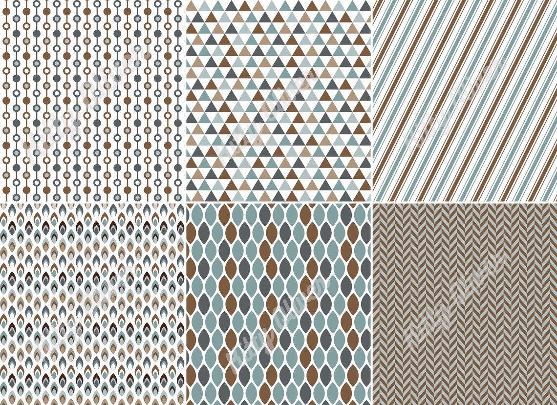 Masculine Patterns Paper Pack Steel, Brown, and Dusty Blue | Printable ...