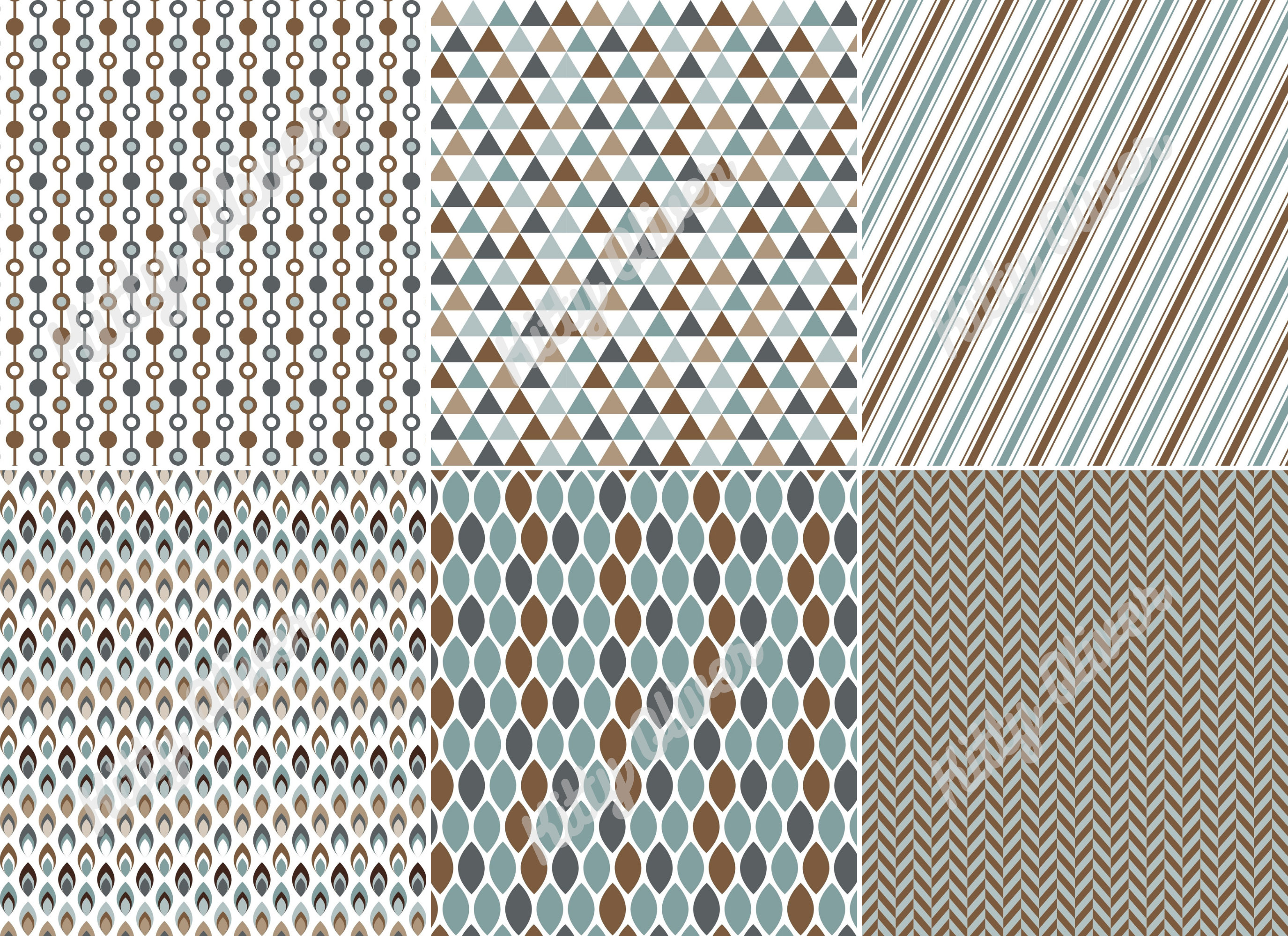 Masculine Patterns Paper Pack Steel, Brown, and Dusty Blue | Printable ...