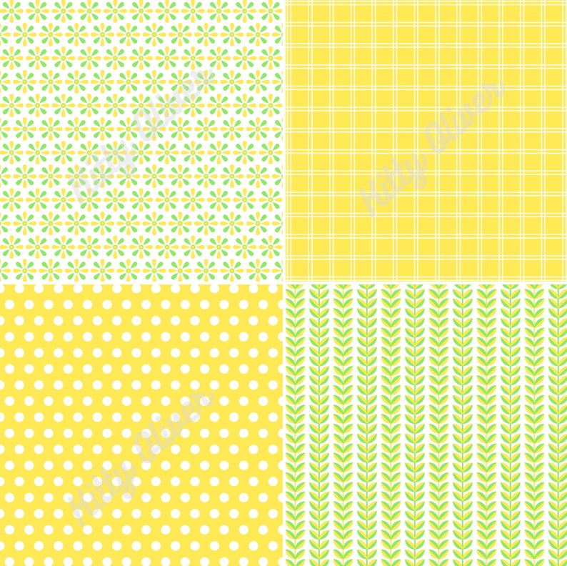 Soft Green and Yellow Paper Pack | Printable Digital Paper Download ...