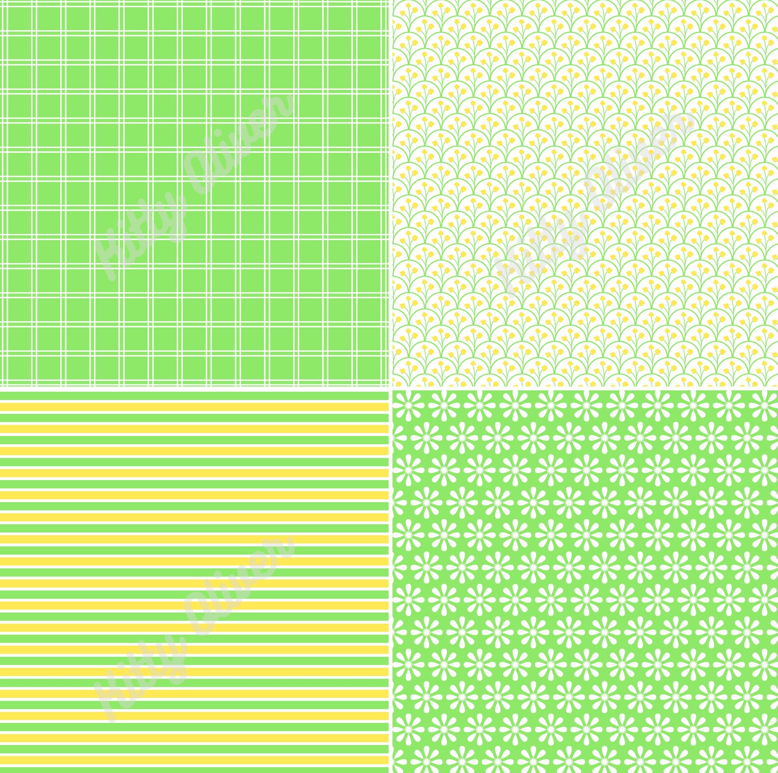 Soft Green and Yellow Paper Pack | Printable Digital Paper Download ...