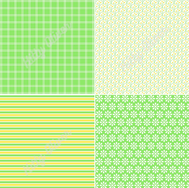 Soft Green and Yellow Paper Pack | Printable Digital Paper Download ...